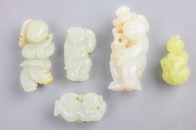 19th Early 20thC Qing Dynasty Carved Jade of Boys (#0328) on Apr 06 ...