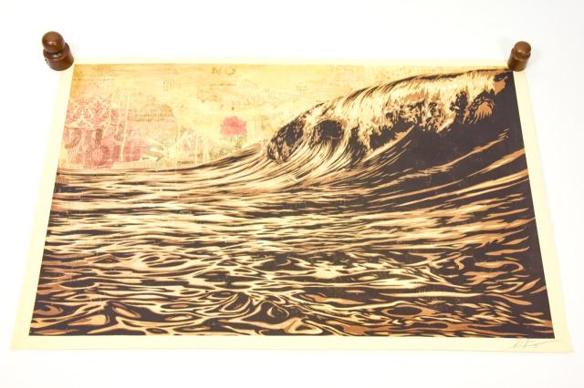 Signed Shepard Fairey Dark Wave Lithograph
