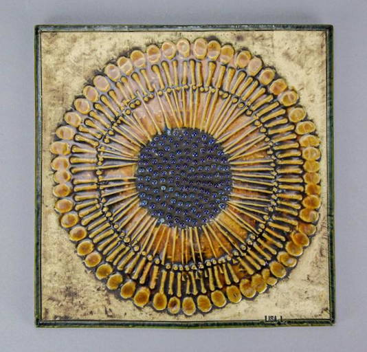 Lisa Larson Gustavsberg Ceramic Sunflower Plaque
