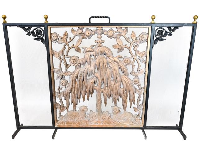 Vintage Victorian Style Cast Iron Fire Screen