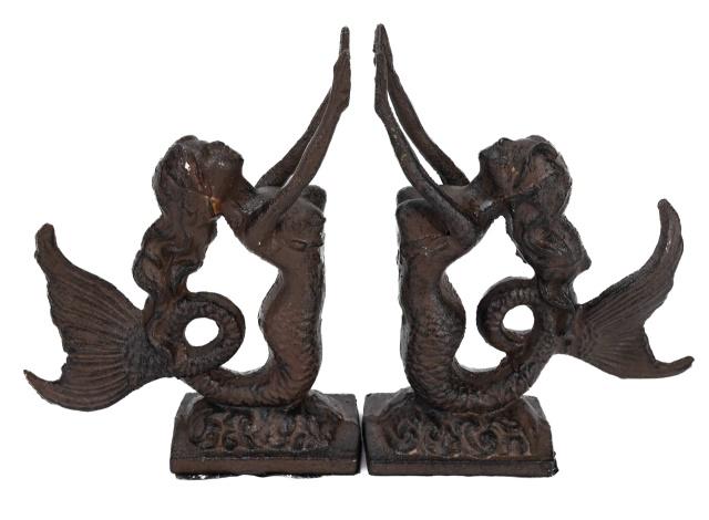 Pair Cast Iron Mermaid Bookends Auction