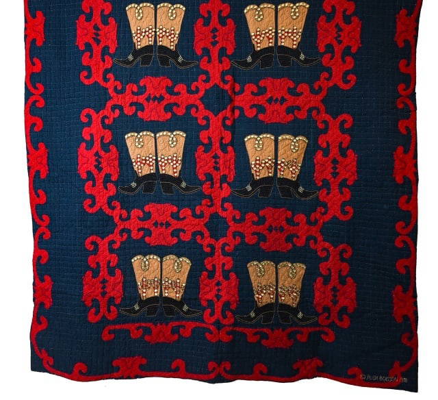 Hand Made Judi Boisson Big Boots Quilt Auction