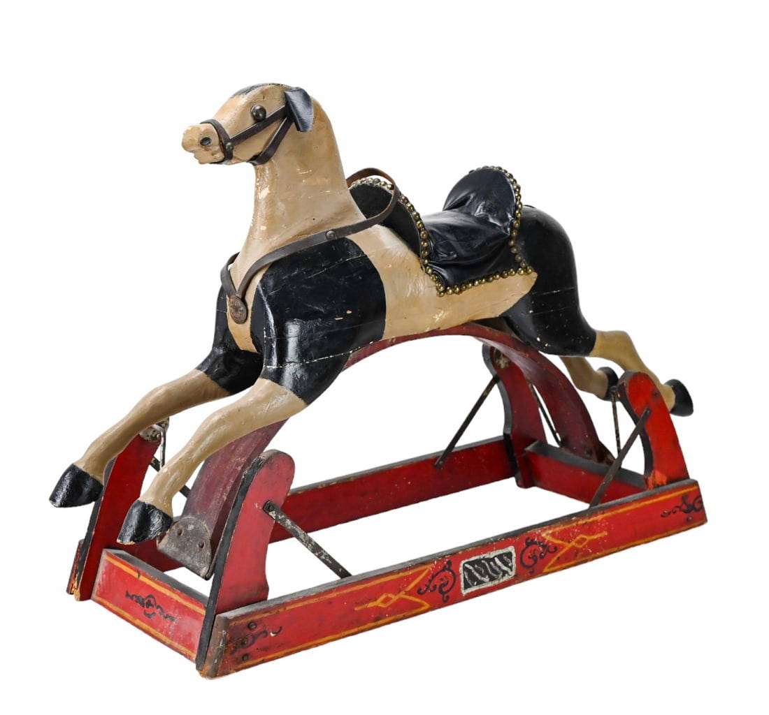 Antique Folk Art Carved Glider Rocking Horse Auction