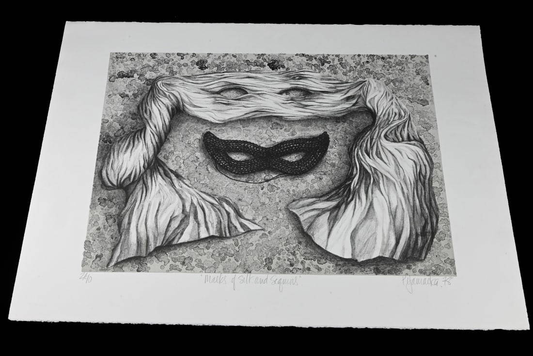 Peter Yamaoka Masks Of Silk And Sequins Lithograph Auction