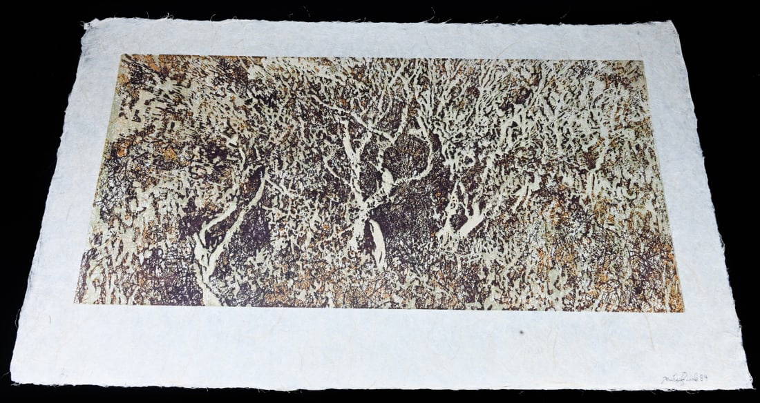 Signed Abstract Serigraph In Kinwashi Paper Auction