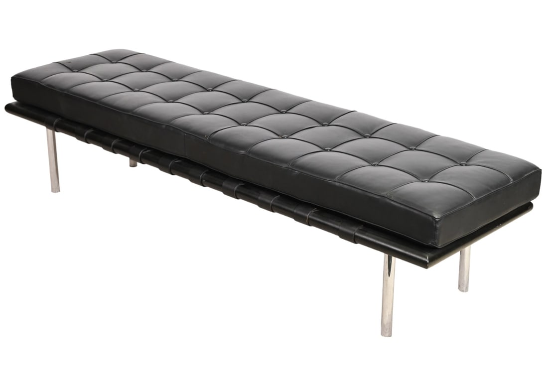 Alivar Barcelona Tufted Leather Upholstered Bench Auction