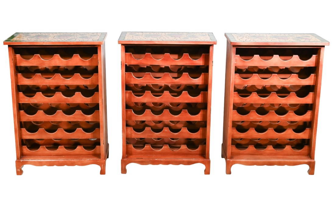 Three Tile Top Wine Racks With Grape Motif Auction