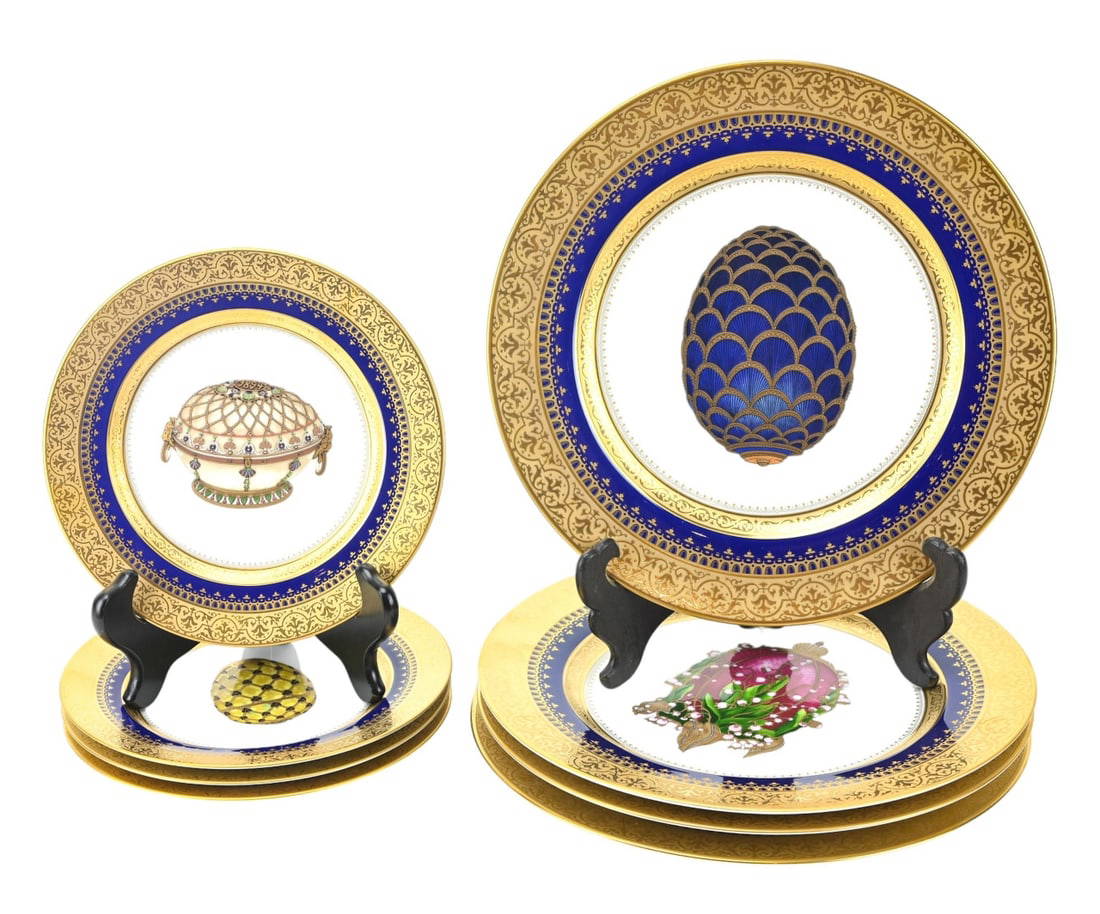 8 Faberge Imperial Egg Collection Porcelain Plates Auction