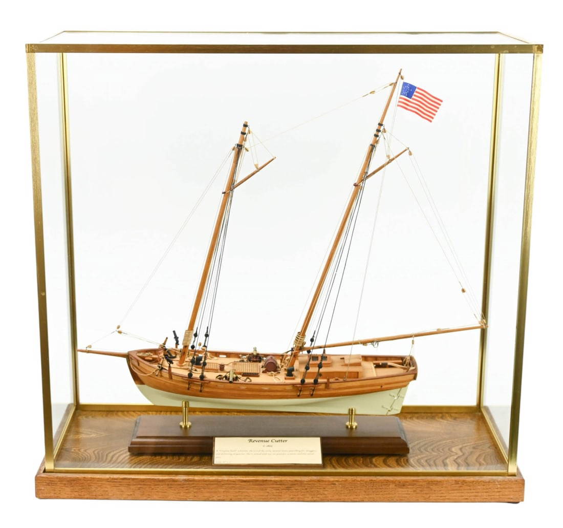 Boat Model Schooner Revenue Cutter Custom Case Auction
