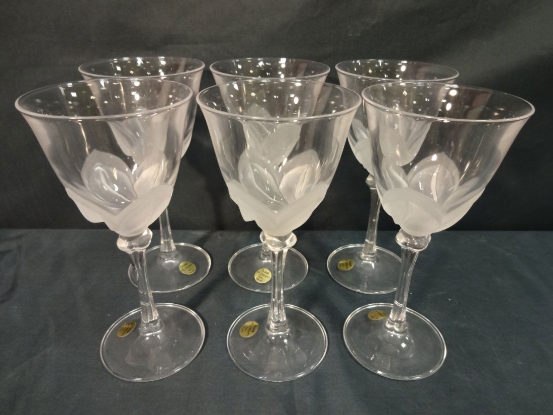 Set Of 6 J. G. Durand Crystal Wine Glasses