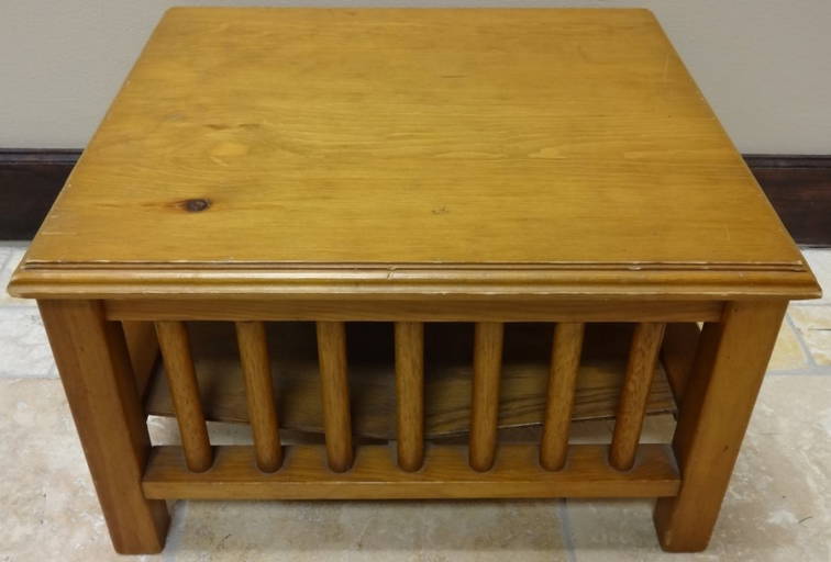 Mid Century Pine Magazine Rack With Slats