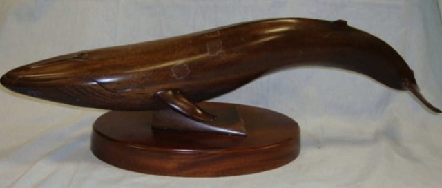 Carved Mahogany Wood Whale Statue Ron Redden