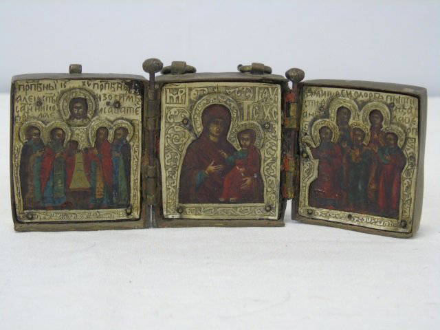 Antique Russian Imperial 18th C. Triptych Icon