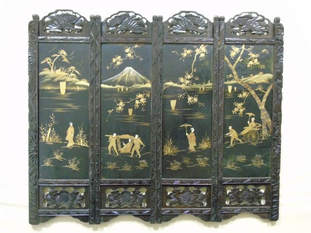 Vintage Japanese Lacquer Screen