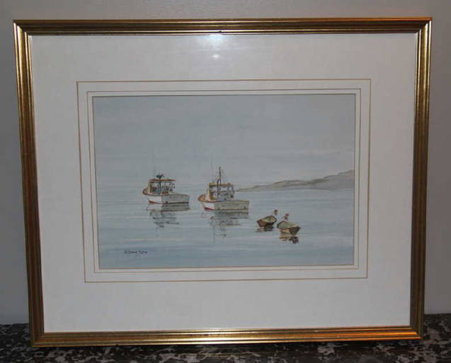 E Johnson Framed Signed Watercolor Painting