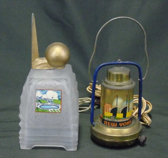 Lot 2 Ny 1939 World's Fair Lamps Trylon Perisphere