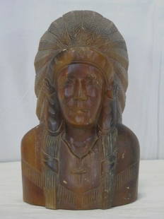 Carved Wood Indian Head