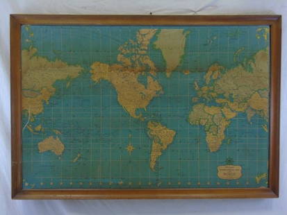 Vintage Hammond World Map, 1950