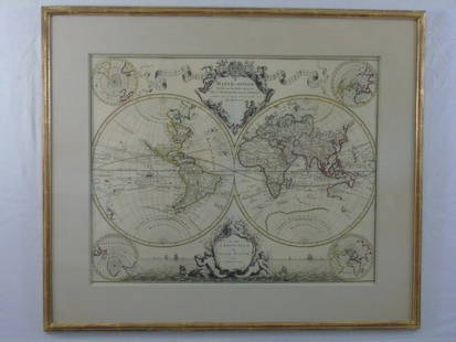 Handcrafted Gemstones Framed World Map