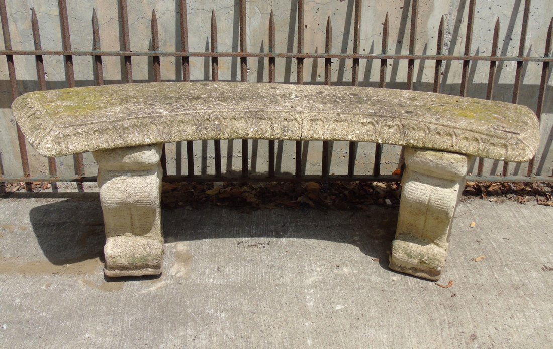 Antique Neo Classical Cast Concrete Garden Bench