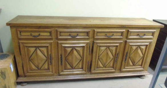Rustic Wormwood Carved Cabinet Console Buffet