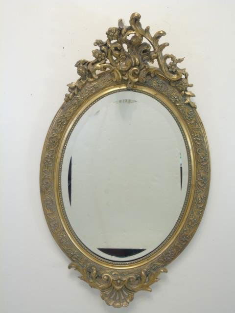 French Rococo Style Gold Tone Scrollwork Mirror