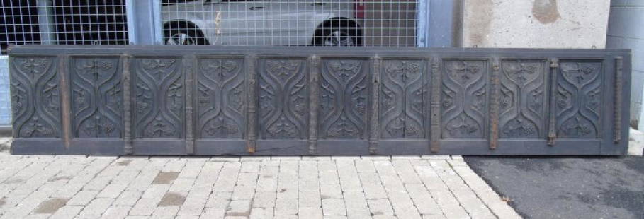 Antique Gothic Style Carved Wood Wainscoting