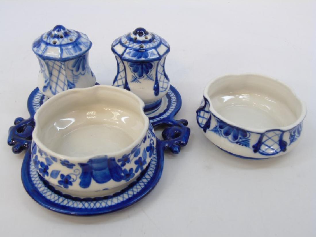 Russian Gzhel Pieces With Rounded Holder Dish