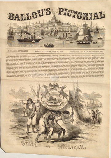 Michigan, Ballou's Pictorial, Wood Block Prints Boston,