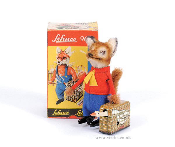 Schuco 969 Clockwork Fox With Suitcase
