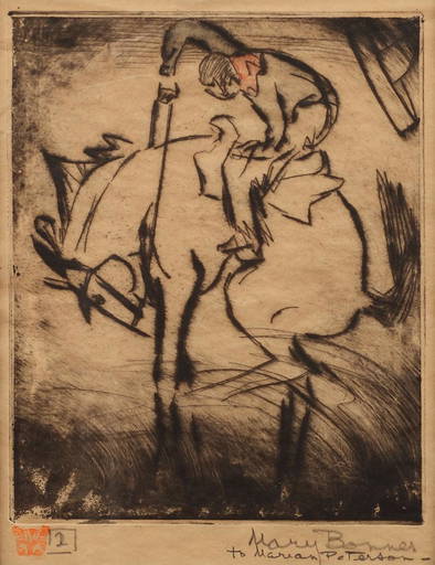 Mary Bonner (am. 1887 1935), Bronco And Rider, Etching