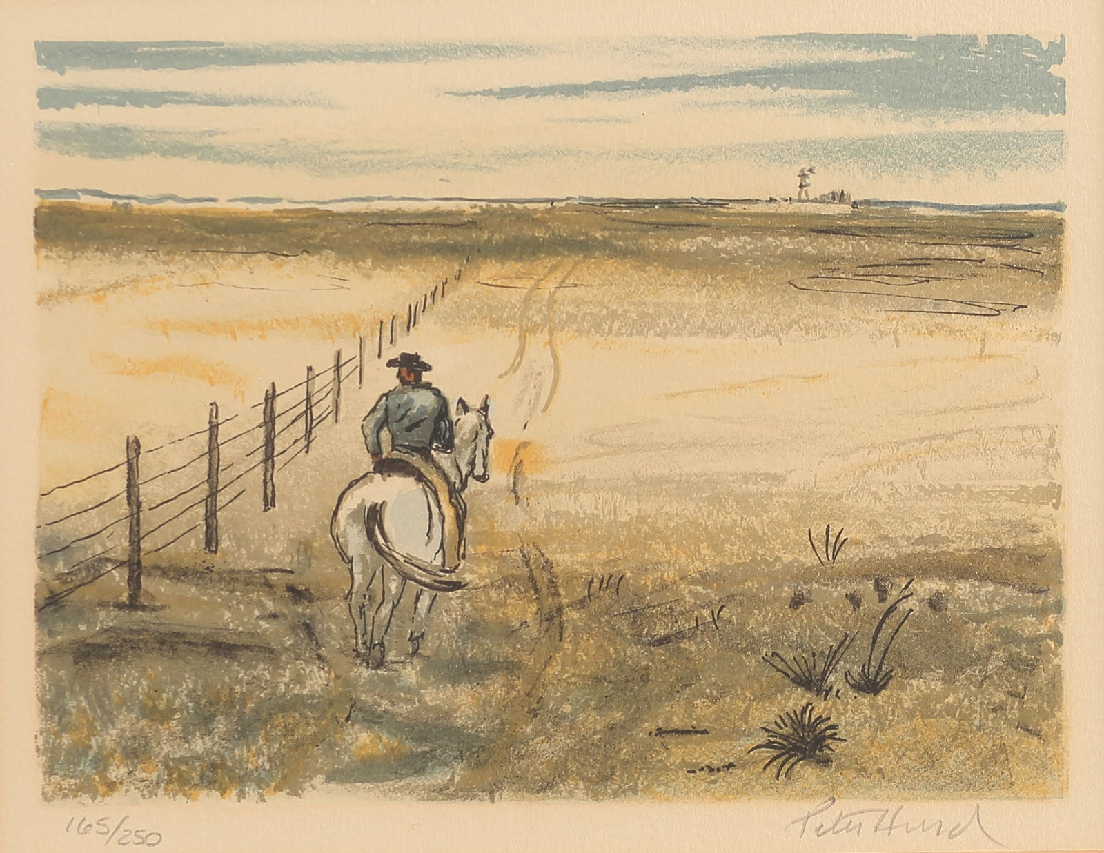 Peter Hurd (am. 1904-1984), Fence Rider, Ed. 250, 1975, Color Lithograph Auction