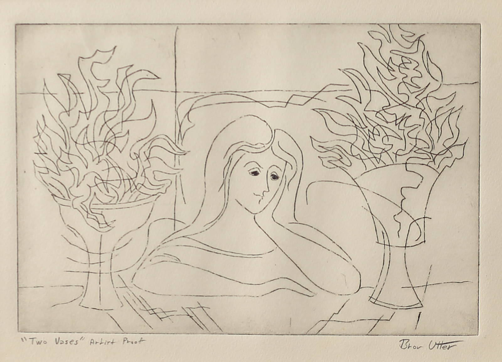 Bror Utter (am. 1913-1993), Two Vases, Artist Proof, Etching Auction