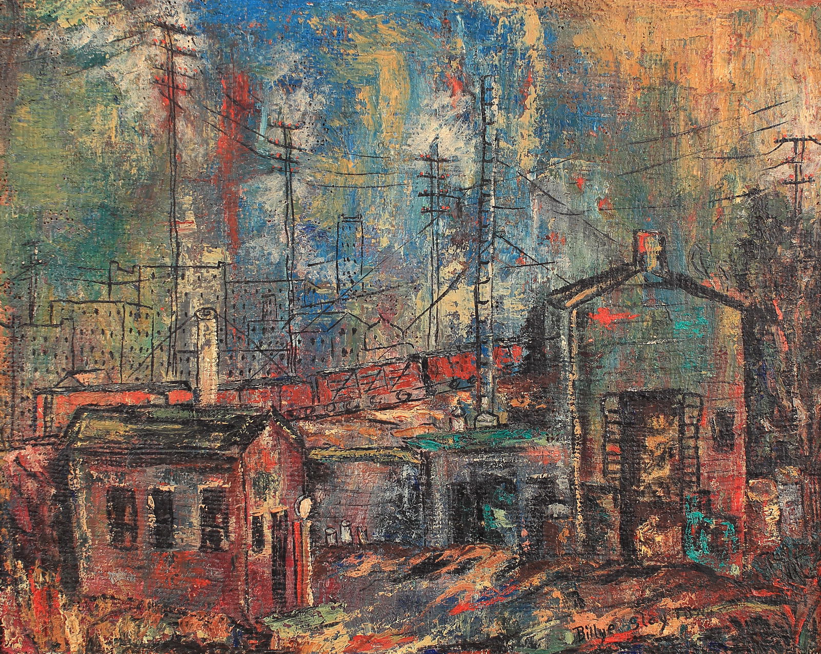 Billye Slayton (am. 20th Cent.), “slaughter House” C. 1950, Oil On Masonite