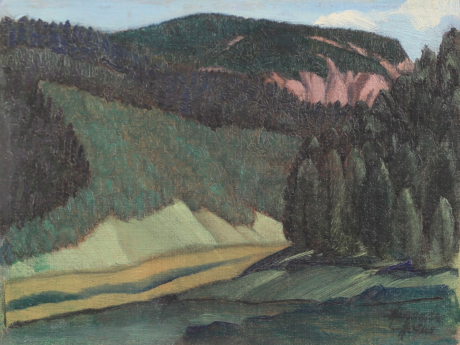 Alexandre Hogue (am. 1898 1994), Hermit’s Peak, Oil On Canvas Board