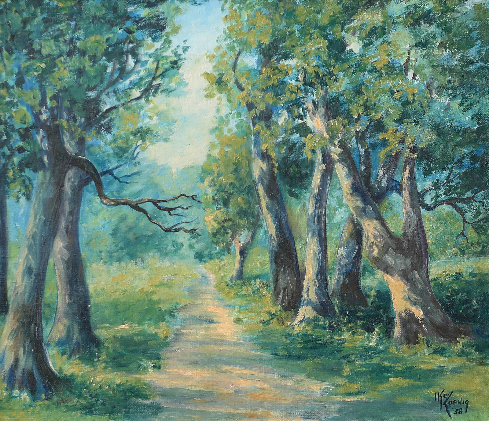 Ike Koenig (am. 1895-1994), Trees And Path, 1938, Oil On Canvas Auction