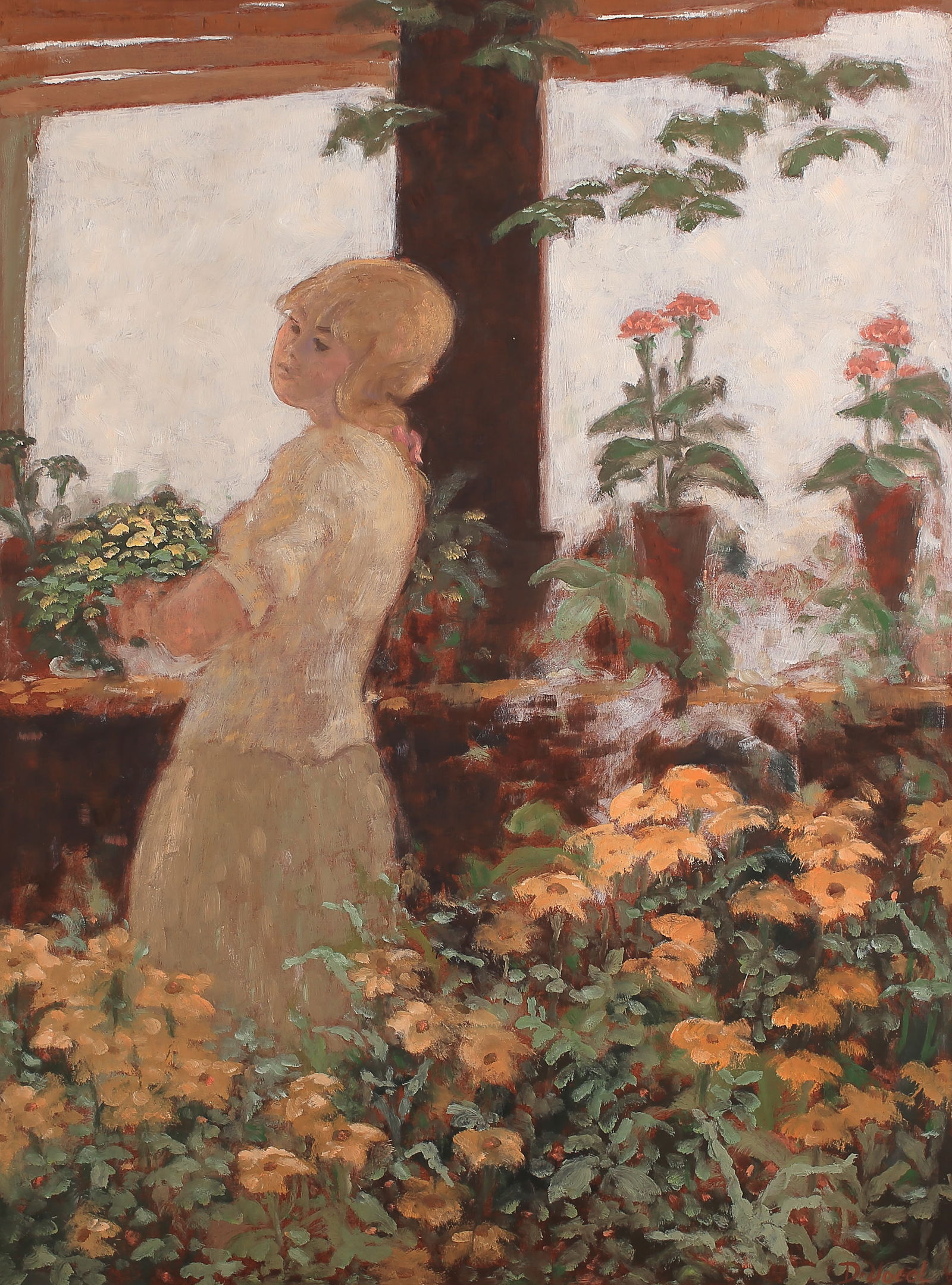 Donald Vogel (am. 1917 - 2004), Greenhouse, Oil On Masonite Auction