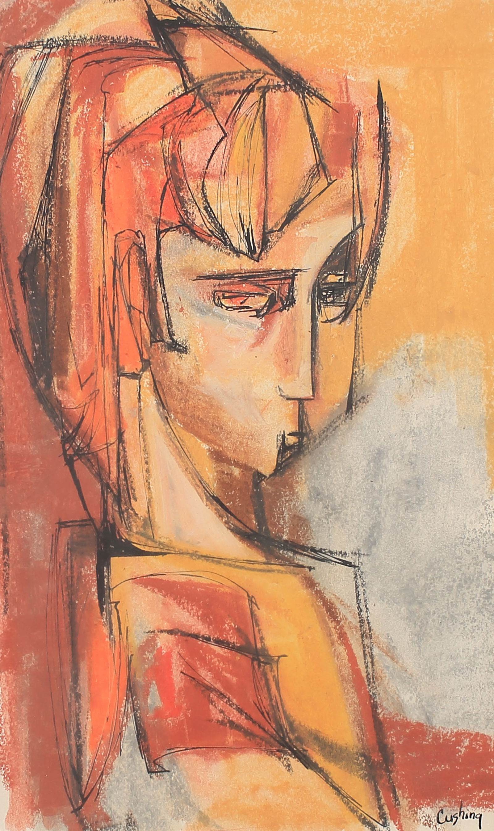 Ann Cushing Gantz (am. 1935 2012), Portrait, Oil Pastel And Charcoal On ...