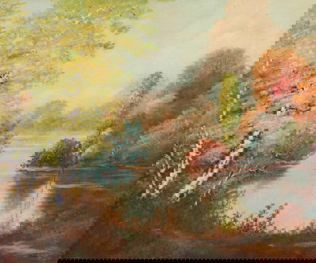 Grace Dermody (am. 1889 1963), Fishing Hole, South Texas, C. 1930s, Oil ...