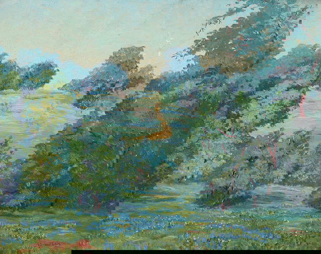 Virginia Leberman (am. 1886 1968), Bluebonnets, Oil On Board