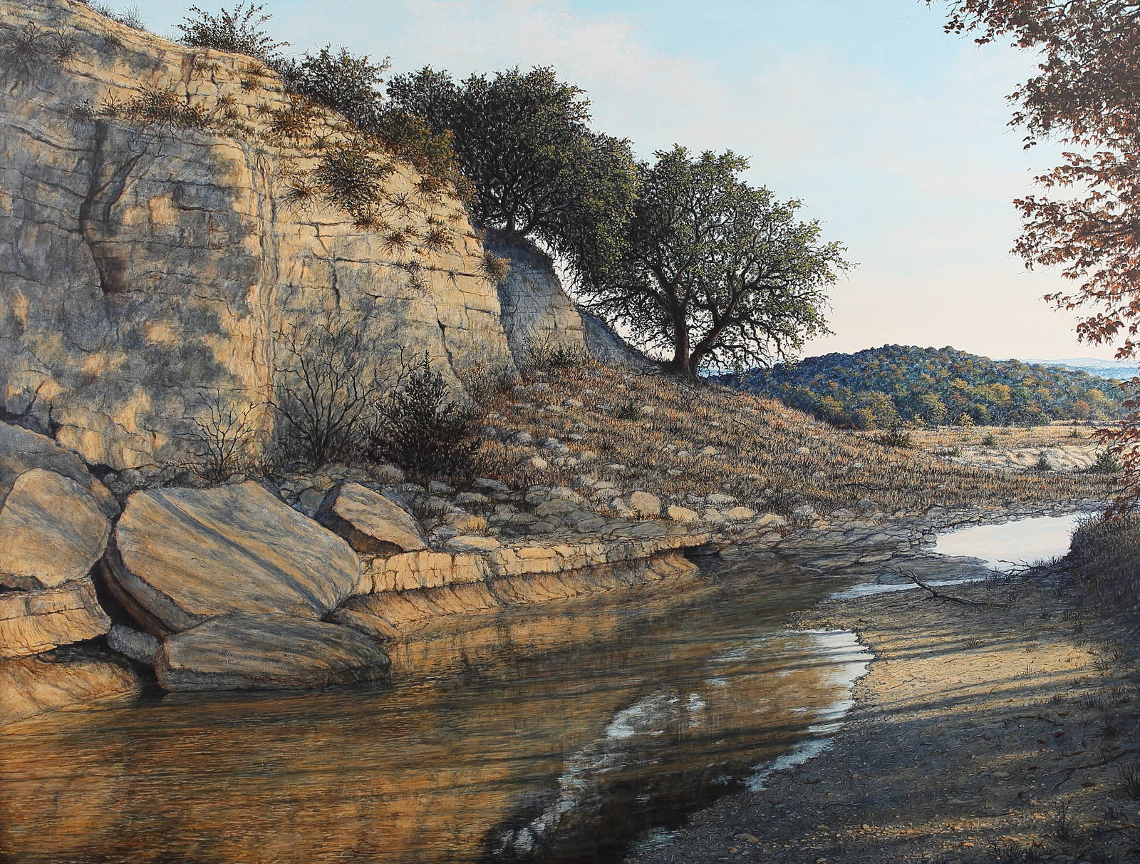 Nanette Davis (am. 1919-2007), Texas Stream, Oil On Panel Auction