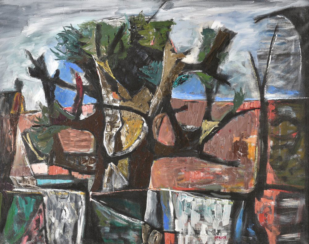 Everett Spruce, Broken Tree, 1950, Oil On Canvas