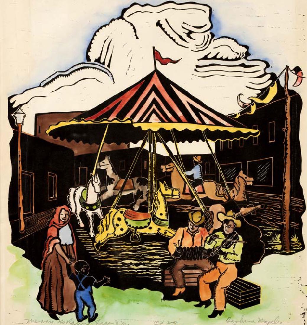Barbara Maples, Merry Go Round, Taos, NM, woodcut with - Jan 21, 2017 ...
