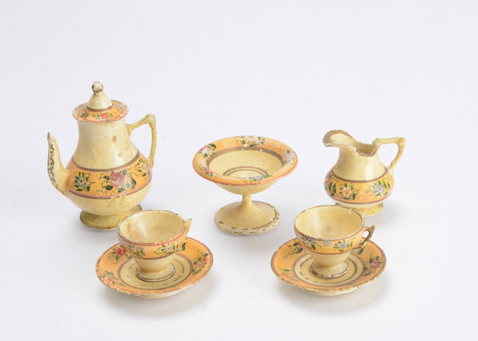 An 19th Century German Turned And Painted Wooden Dolls’ House Tea Set ...