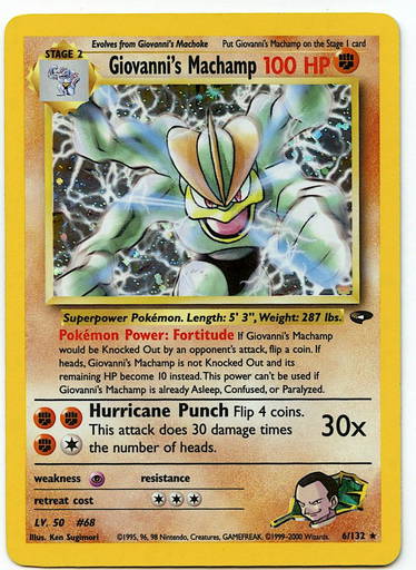Pokemon Giovannis Machamp 100 Hp 6/132 Holo Card