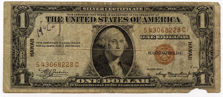 Vintage Dollar Bill Hawaii