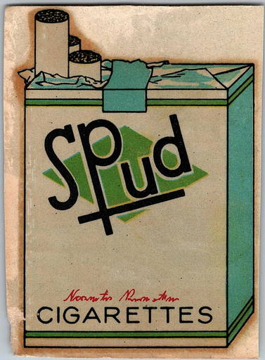 Vintage Rare Advertisement Cigarettes Decal Spud