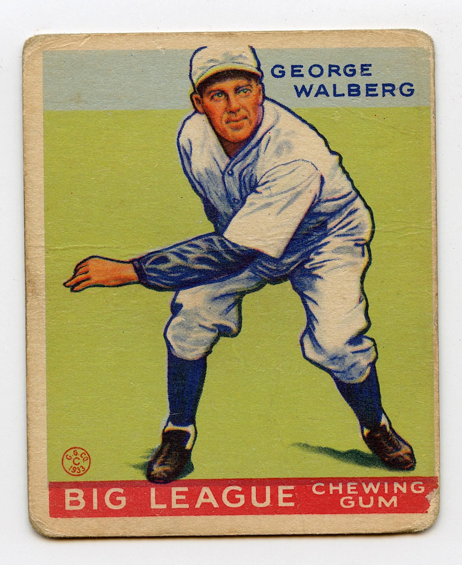 Baseball Card Rube Walberg Athletics, 1933 Auction