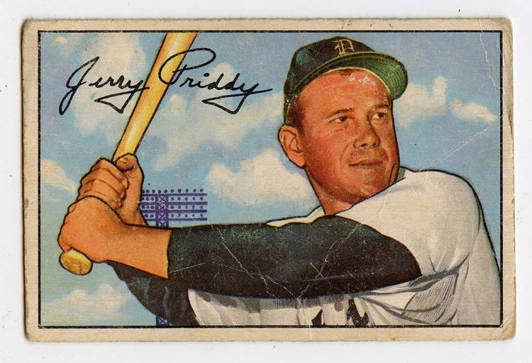 Baseball Card Jerry Priddy Detroit Tigers, 1952