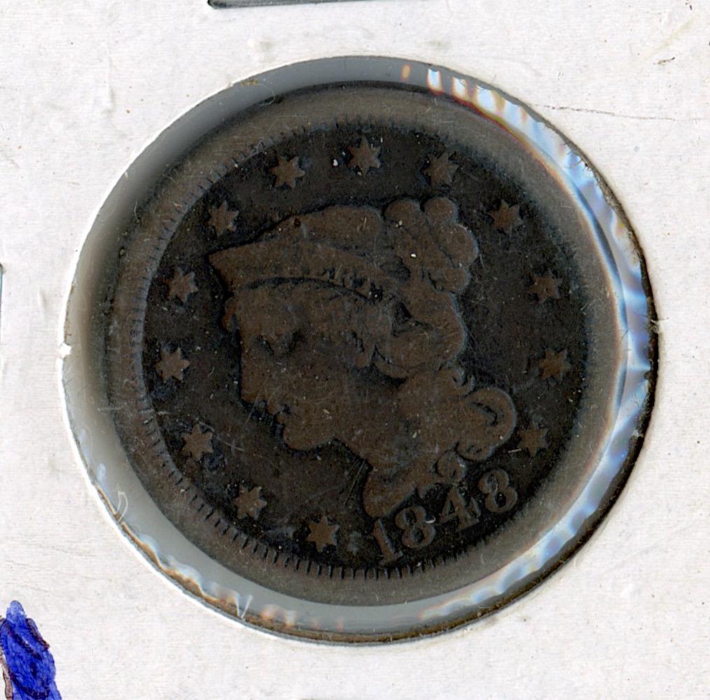 Us Circulated Coin One Cent 1848 Auction